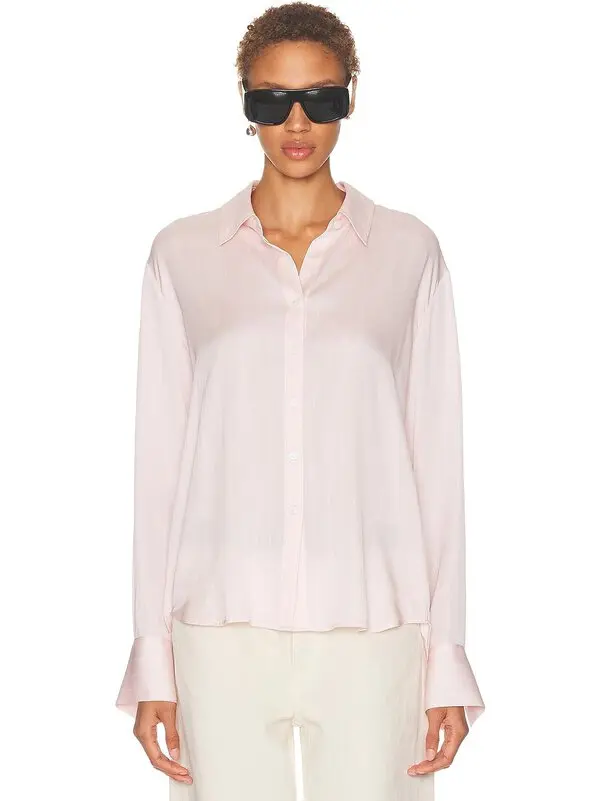 SRG Odette Silk Button Down Shirt - Blush & White Stripe