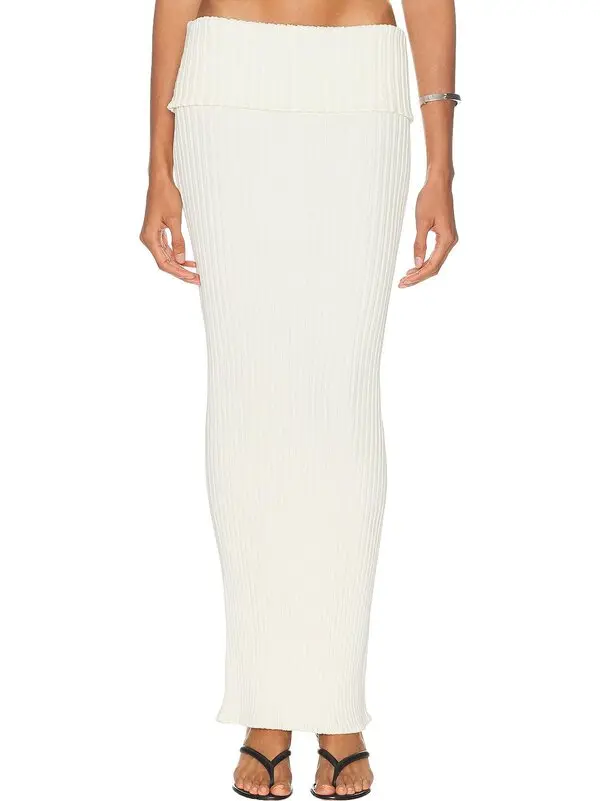 SAME Ribbed Knit Maxi Skirt - Cream