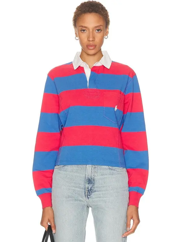Polo Ralph Lauren Long Sleeve Ruby Top - Sunset Red & Greenwich Blue