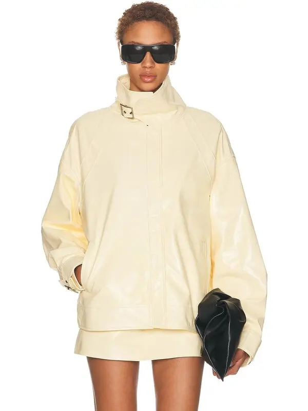 MIMCHIK Buckle Aviator Jacket - Custard