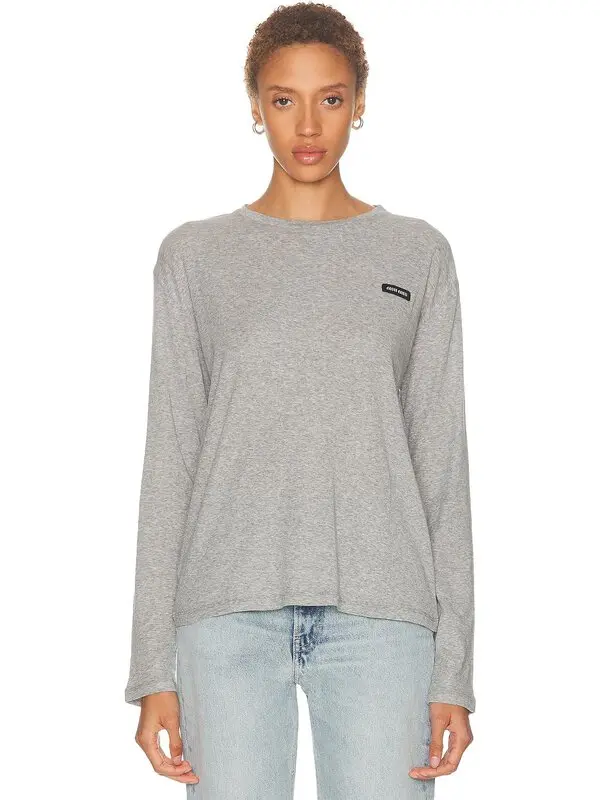 Miu Miu Costina Long Sleeve Top - Grigio