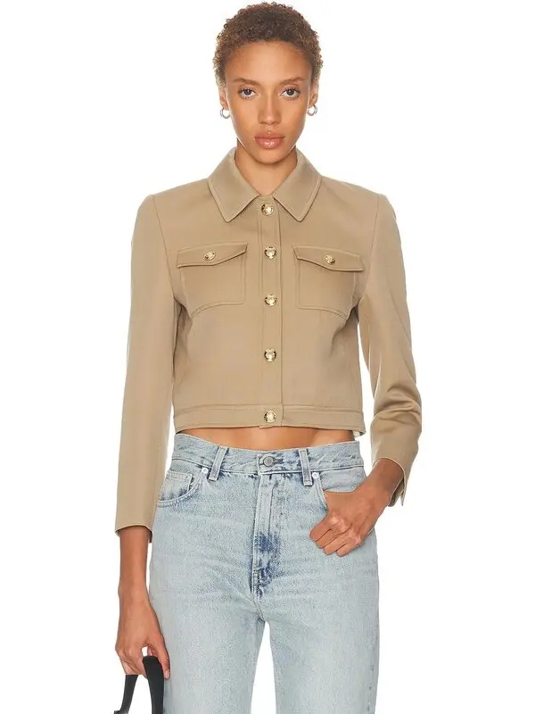 NILI LOTAN Edna Cropped Jacket - British Khaki