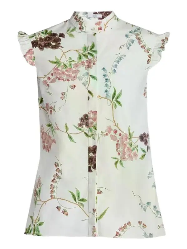 Erdem Floral-print Ruffled Shirt - White