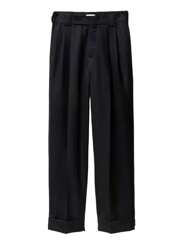 Versace Pinstriped Wool Twill Oversized Trousers - Blue