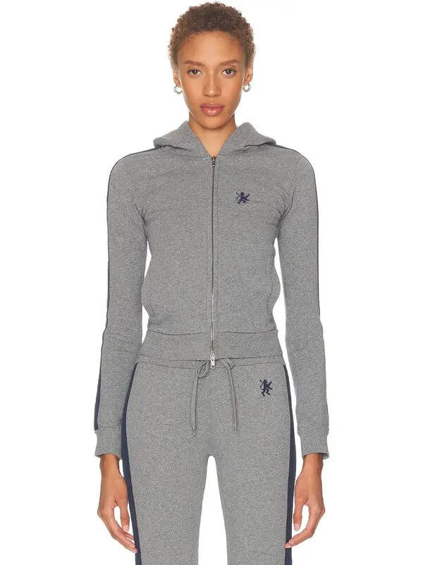 Balenciaga Zip Up Hoodie - Dark Heather Grey & Washed Navy