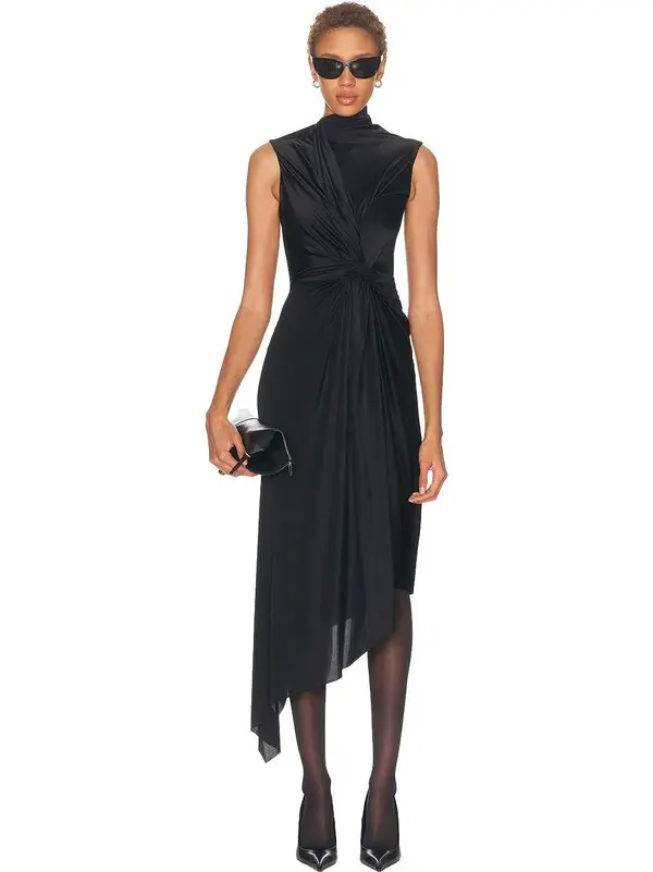 Balenciaga Mockneck Midi Dress - Black