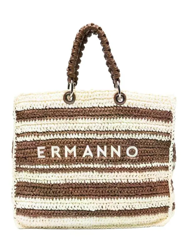 ERMANNO FIRENZE Logo-lettering Tote - Neutrals