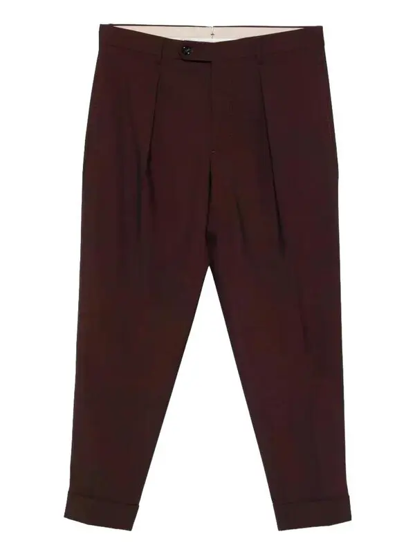 BERWICH Pleated Trousers With Cuffed Hem - Purple