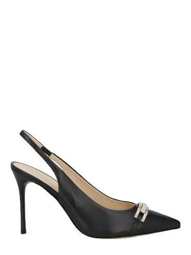 BALDININI Leather Slingback Pumps With Appliqués - Black
