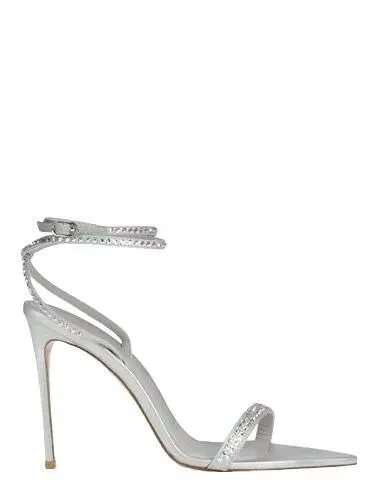 LE SILLA Leather Stiletto Sandals With Appliqués - Silver
