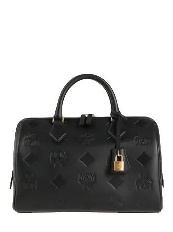 Mcm Leather Bowler Handbag - Black