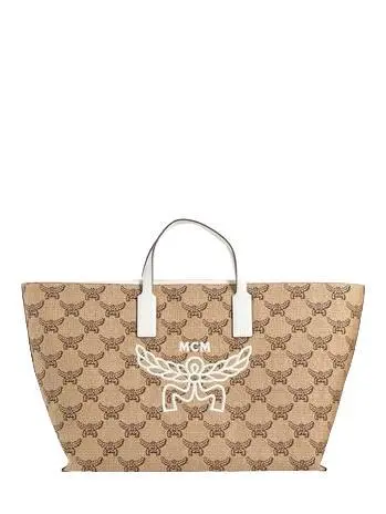 Mcm Handbag In Textile Fibers - Sand