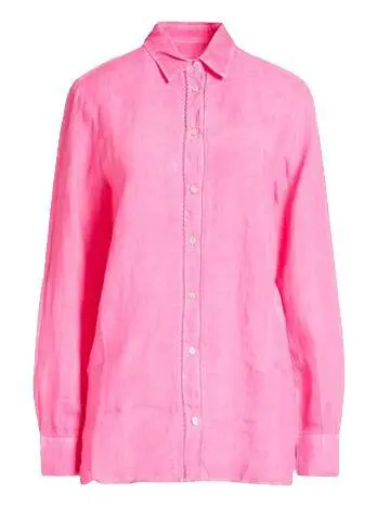 120% Lino Linen Shirt With Lace Trims - Pink