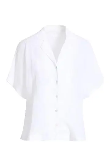 120% Lino Linen Camp Collar Shirt - White