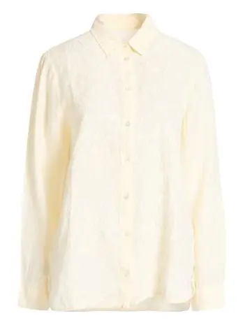 120% Lino Linen Shirt With Appliqués And Embroidery - Beige