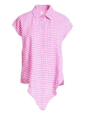 120% Lino Checked Linen Shirt - Pink