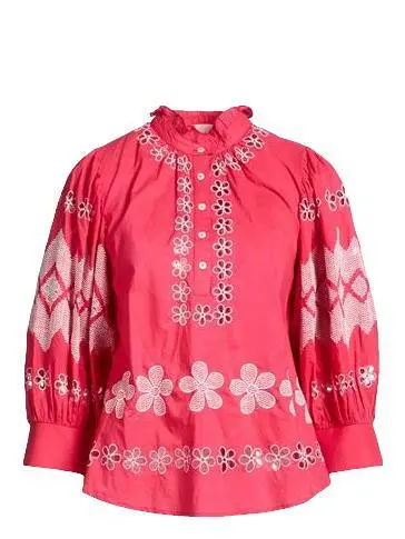 Antik Batik Floral Embroidered Blouse - Magenta