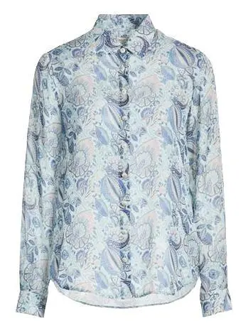 REALLY WILD Paisley Print Silk Crepe Shirt - Blue