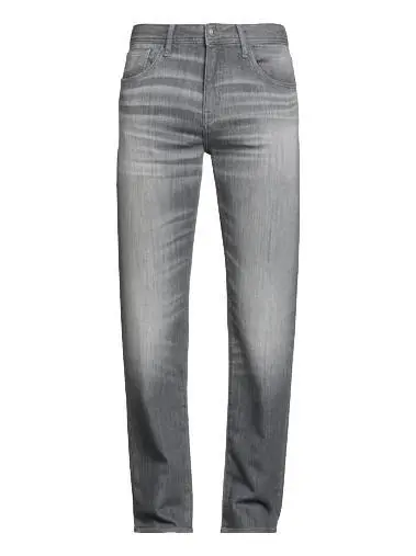 Armani Exchange Straight-leg Jeans With Leather Trims - Grey