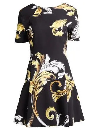 Versace Mini Flared Paisley-print Dress - Black