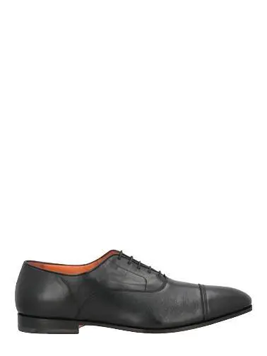 Santoni Leather Oxford Lace-up Shoes - Black