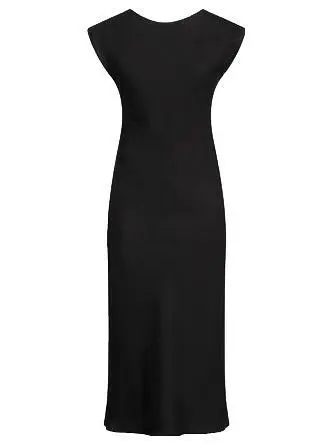 Marella Linen Midi Flared Dress - Black