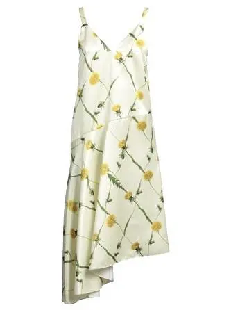 Burberry Midi Asymmetric Floral-print Dress - Yellow