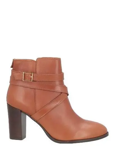 Cosmoparis Leather Ankle Boots With Buckle Detail - Tan
