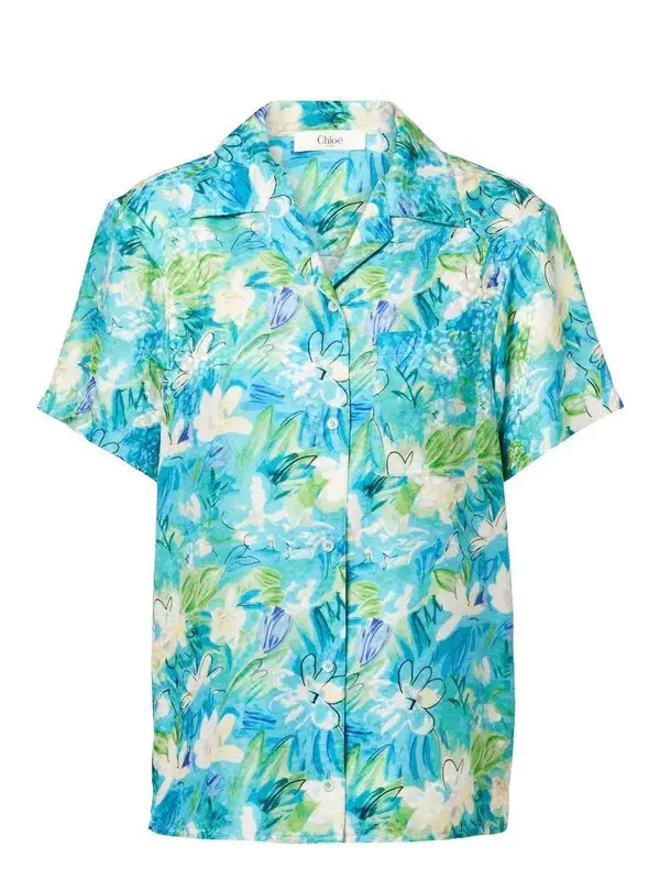 Chloé Floral Ribbed-knit Cotton-blend Top - Multicoloured