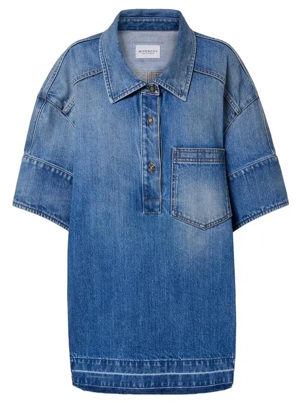 Givenchy Oversized Polo Denim Minidress - Blue