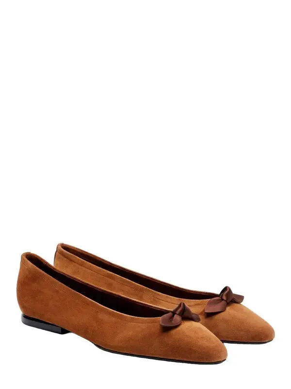 Loro Piana Primula Suede Ballet Flats - Red