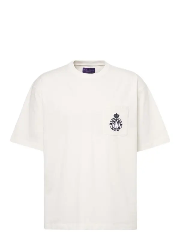 Ralph Lauren Purple Label Embroidered Cotton-blend Jersey T-shirt - White