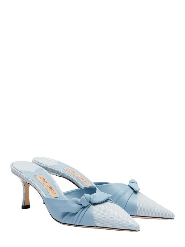 JIMMY CHOO Livi Leather And Canvas Mules - Blue