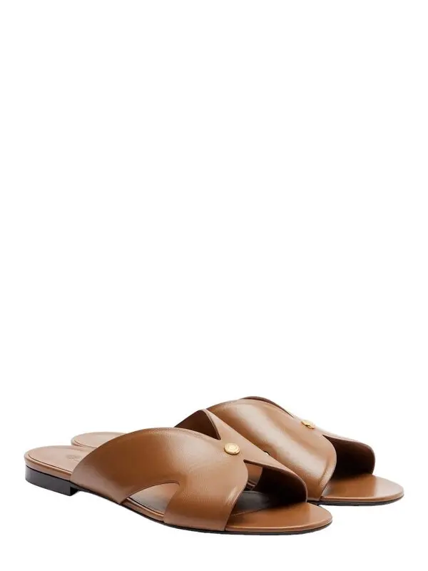 Loro Piana Vera Leather Slides - Brown