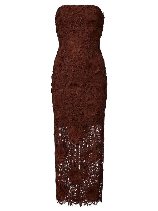 ROTATE BY BIRGER CHRISTENSEN Floral Lace Corset Dress - Brown