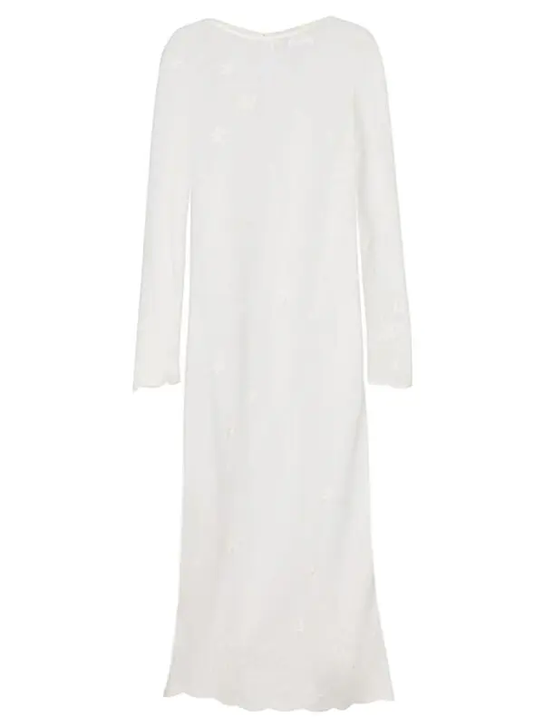 Posse Cove Embroidered Cotton Tulle Kaftan - White