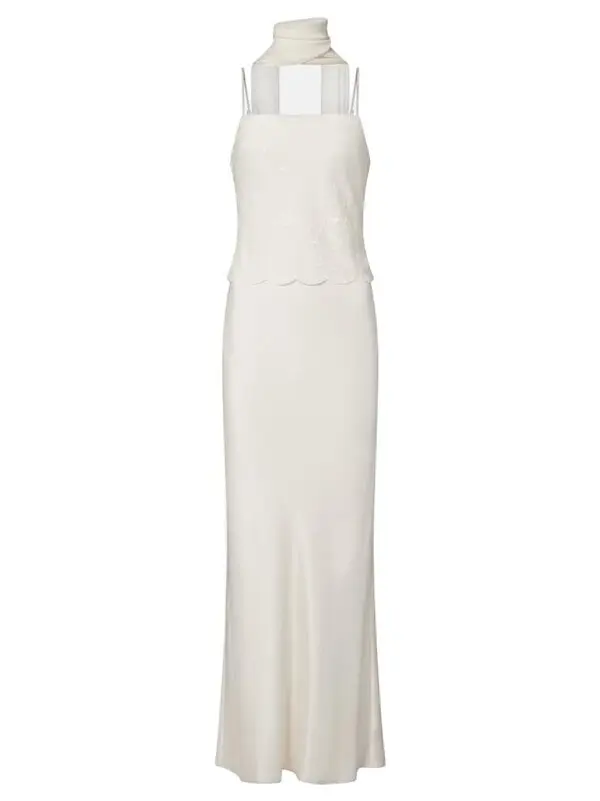 Posse Cove Tulle-trimmed Maxi Dress - White