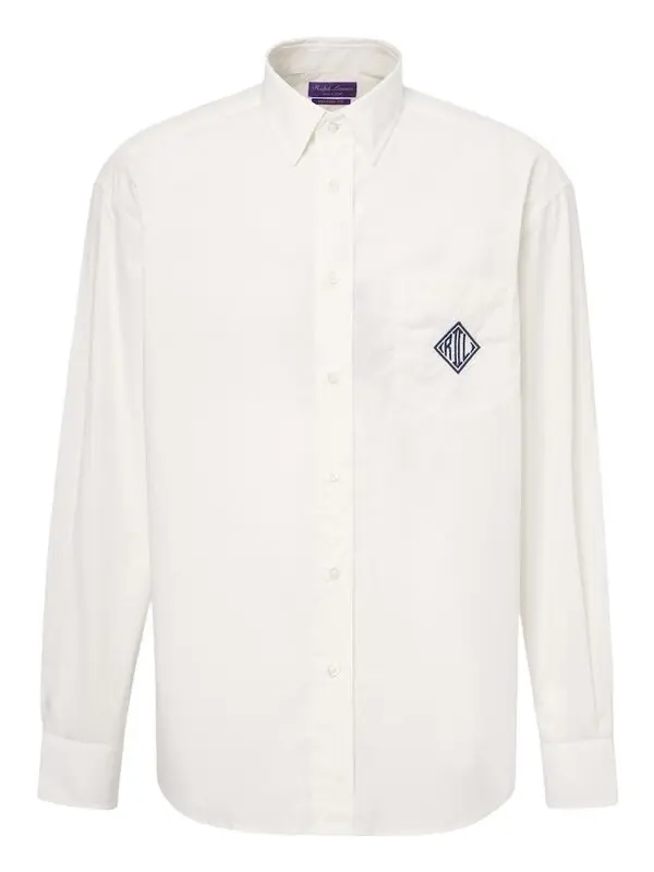 Ralph Lauren Purple Label Embroidered Cotton Poplin Shirt - White
