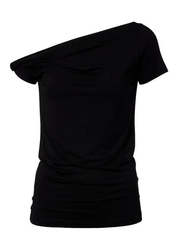 7 For All Mankind One-shoulder T-shirt - Black
