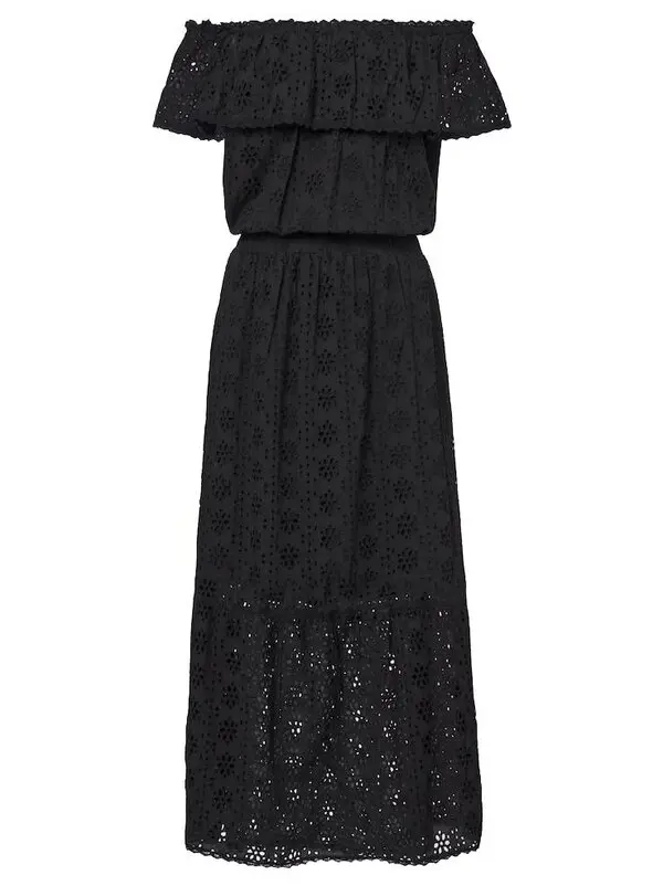 Melissa Odabash Larna Broderie Anglaise Midi Dress - Black