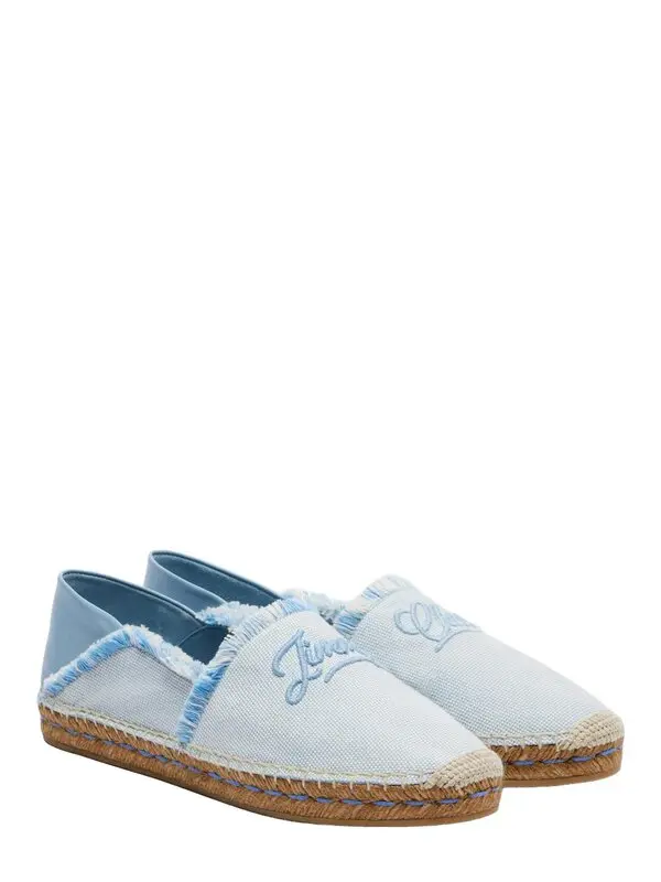 JIMMY CHOO Avi Embroidered Canvas Espadrilles - Blue