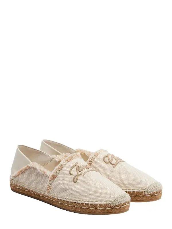 JIMMY CHOO Avi Embroidered Canvas Espadrilles - Beige