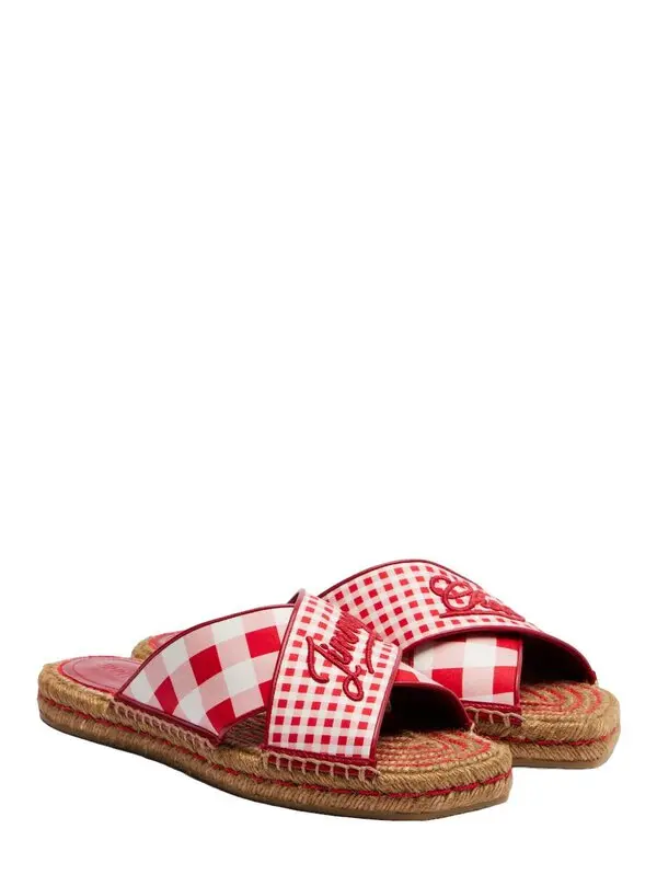 JIMMY CHOO Aciel Checked Espadrille Sandals - Red