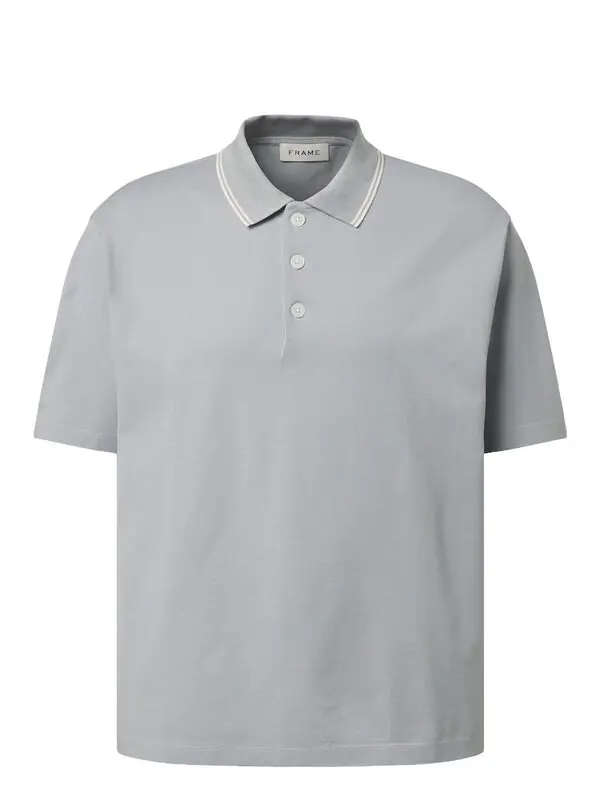 FRAME Cotton Piqué Polo Shirt - Blue