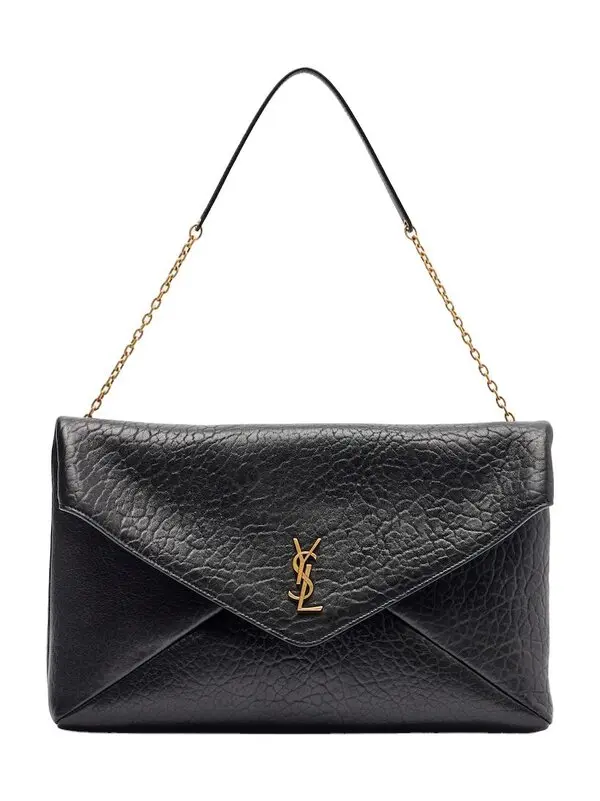 Saint Laurent Cassandre Large Leather Shoulder Bag - Black