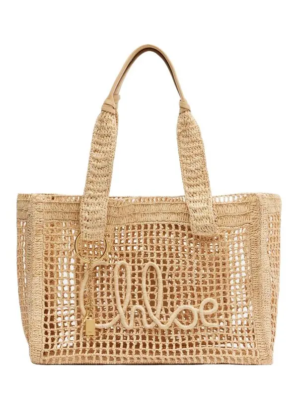 Chloé East-west Raffia Tote Bag - Beige