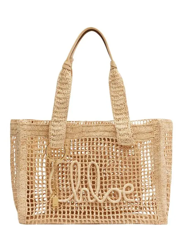 Chloé East-west Raffia Tote Bag - Beige