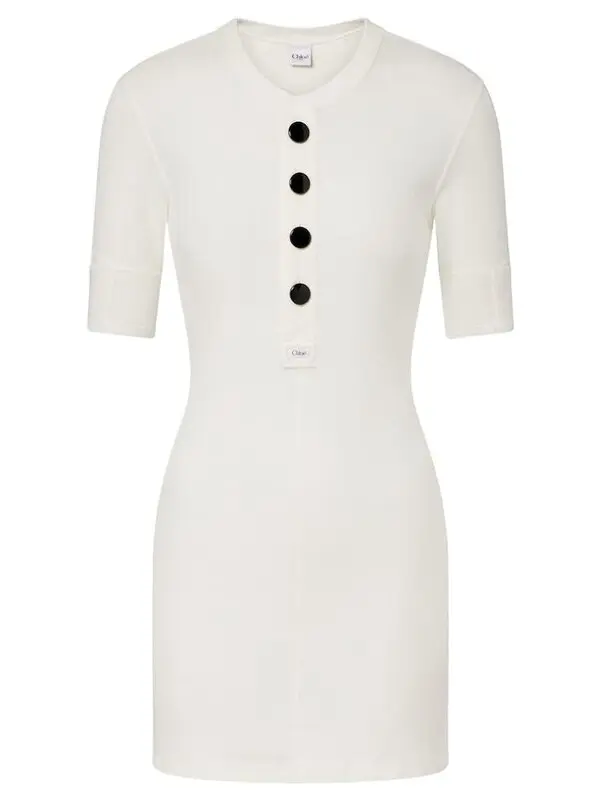 Chloé Cotton Jersey Shirt Dress - White