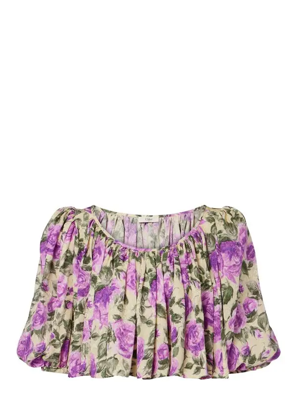 Chloé Printed Silk Top - Yellow