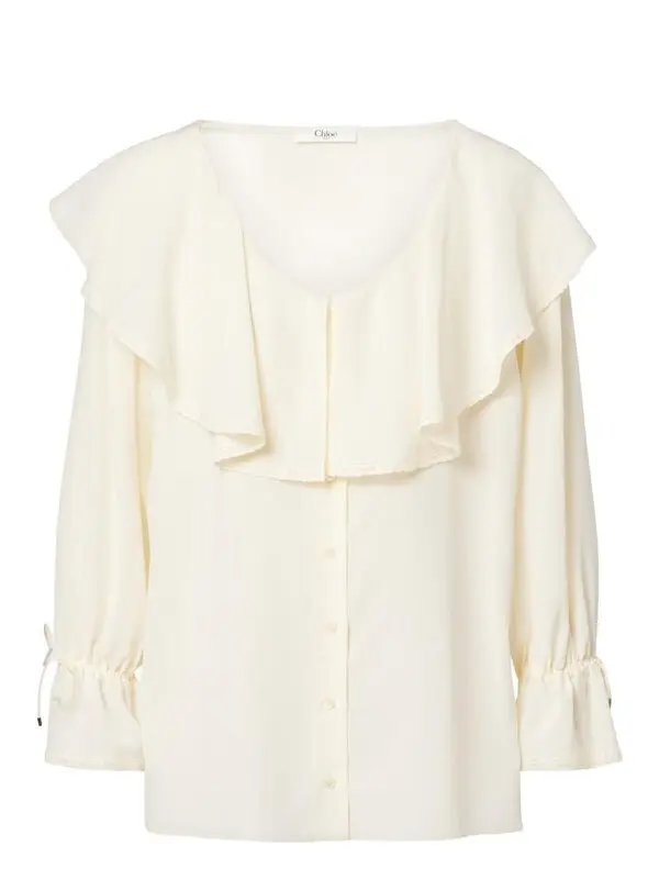 Chloé Ruffled Silk Georgette Blouse - White